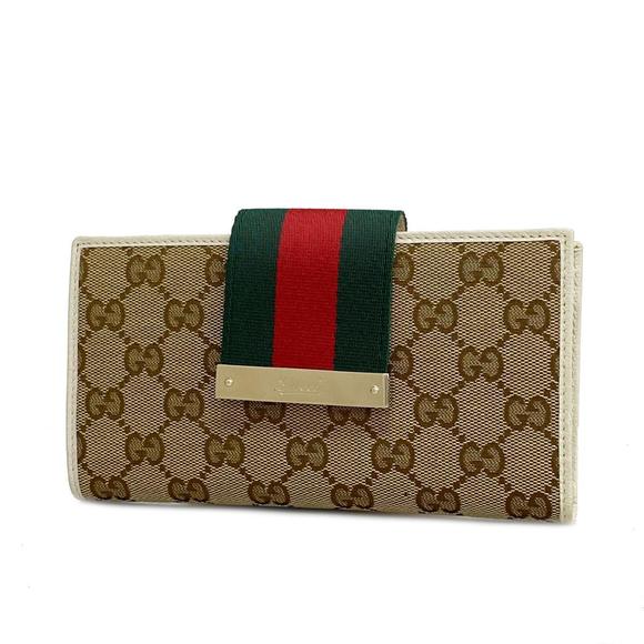 Gucci | Bags | Gucci Wallet Gg Canvas Sherry Line Ivory Brown | Poshmark